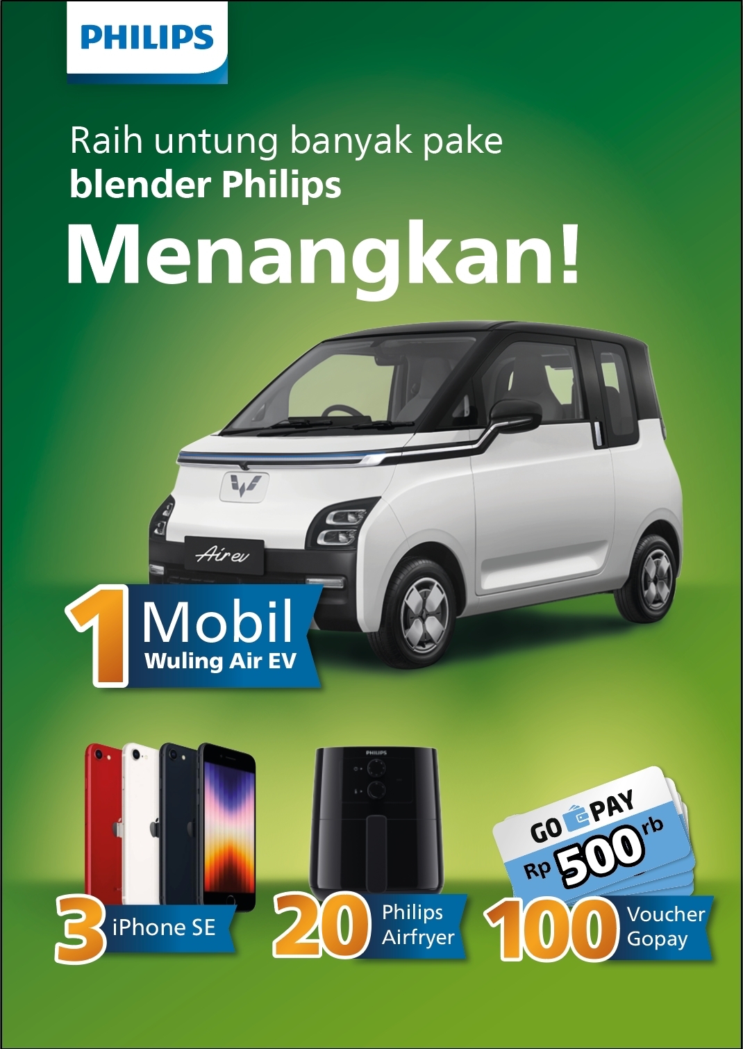 Beli Blender Philips bisa dapatkan Mobil Listrik.